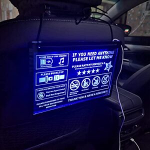 hebang led acrylic usb car taxi driver tips sign car taxi driver 5 stars tipping appreciated no smoking wear a mask tips hb-01