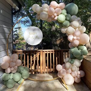 Artificial Eucalyptus Leaves Sage Green Blush And Confetti Gold Balloons, 59Pcs Sage Green Gold Pink Blush Nude Balloons with Artificial Eucalyptus for Baby Bridal Shower Birthday Safari And Sage Party Decorations Supplies