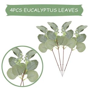 Artificial Eucalyptus Leaves Sage Green Blush And Confetti Gold Balloons, 59Pcs Sage Green Gold Pink Blush Nude Balloons with Artificial Eucalyptus for Baby Bridal Shower Birthday Safari And Sage Party Decorations Supplies