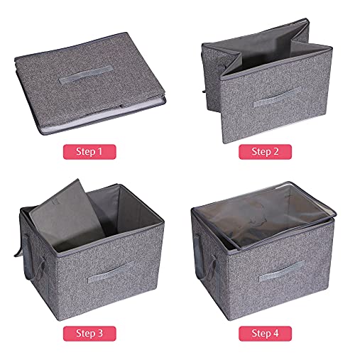 TENABORT 4 Pack Collapsible Storage Bins with Lids Fabric Foldable Storage Boxes Organizer Containers Baskets Cube for Home Bedroom, Large