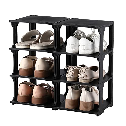 Amllas Shoe Rack Storage Organizer, Stackable Shoe Rack for Closet,Adjustable Shoe Organizer Shelf for Entryway, Durable and Stable, Easy Assembly and Clean, Small Space Saver for Women and Kids