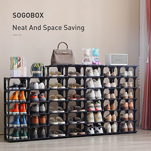 Amllas Shoe Rack Storage Organizer, Stackable Shoe Rack for Closet,Adjustable Shoe Organizer Shelf for Entryway, Durable and Stable, Easy Assembly and Clean, Small Space Saver for Women and Kids