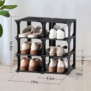 Amllas Shoe Rack Storage Organizer, Stackable Shoe Rack for Closet,Adjustable Shoe Organizer Shelf for Entryway, Durable and Stable, Easy Assembly and Clean, Small Space Saver for Women and Kids