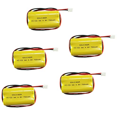 GSUIVEER BL93NC487 BL93NC484 BAA48R Ni-Cd 4.8V 700mAh Exit Sign Emergency Light Battery Replacement (5 Pack)