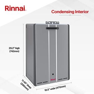 Rinnai RSC160eP Smart-Circ Condensing Gas Tankless Water Heater, Super High Efficiency Plus Propane Heater, Up to 9 GPM, Outdoor Installation, 160,000 BTU