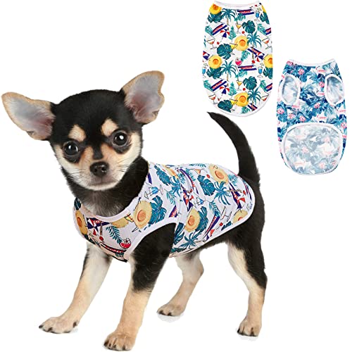 Naroume 2 Pack Dog Shirt - Dog Hawaii Shirts - Flamingo Pet Vest - Dog Summer Shirt Puppy Clothes,Soft & Breathable Mesh Puppy Shirt Beach Seaside Puppy Shirt Sweatshirt for Small Dogs Cats