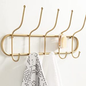 Kate and Laurel Vaida Boho Wall Mounted Coat Rack, 25 x 4 x 12, Gold, Five Decorative Glam Double Sided Coat Hooks and Hat Rack with Trendy Capsule Shape