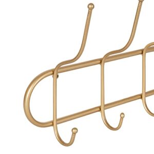 Kate and Laurel Vaida Boho Wall Mounted Coat Rack, 25 x 4 x 12, Gold, Five Decorative Glam Double Sided Coat Hooks and Hat Rack with Trendy Capsule Shape