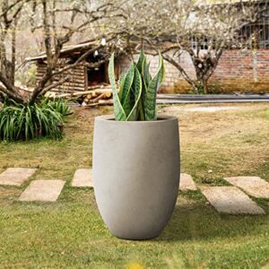 Kante 21.7" H Weathered Concrete Tall Planter, Large Outdoor Indoor Decorative Pot with Drainage Hole and Rubber Plug, Modern Round Taper Style for Home and Garden