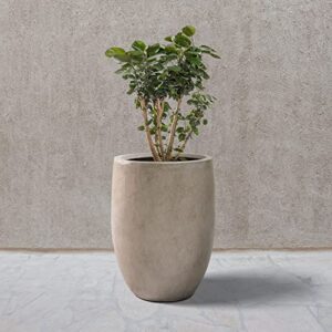 Kante 21.7" H Weathered Concrete Tall Planter, Large Outdoor Indoor Decorative Pot with Drainage Hole and Rubber Plug, Modern Round Taper Style for Home and Garden