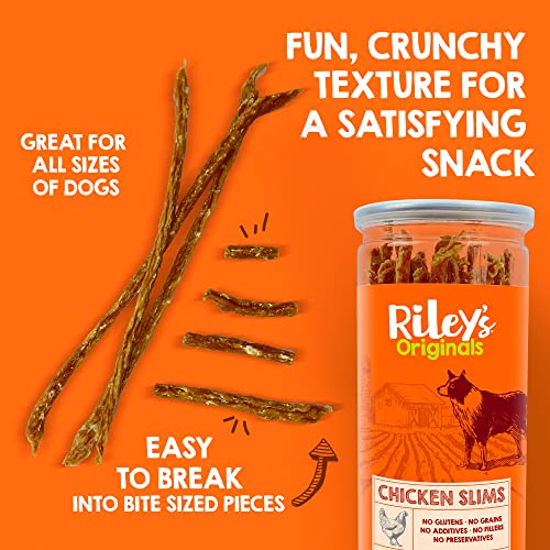 Riley's Chicken Strips for Dogs - USA Sourced Single Ingredient Dog Treat -Dehydrated Real Meat Chicken Dog Treats Natural Chicken Sticks Dog Jerky Treats Made in The USA - 6 oz