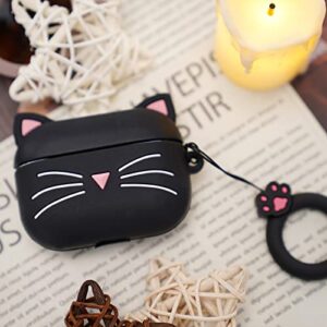 Case for Airpods Pro Cartoon 3D Anime Animal Cute Cat Design AirPod Skin Case Funny Fun Cool Character Soft Silicone AirPods Pro Case for Kids Teens Girls Boys Cover Cases Air pods Pro