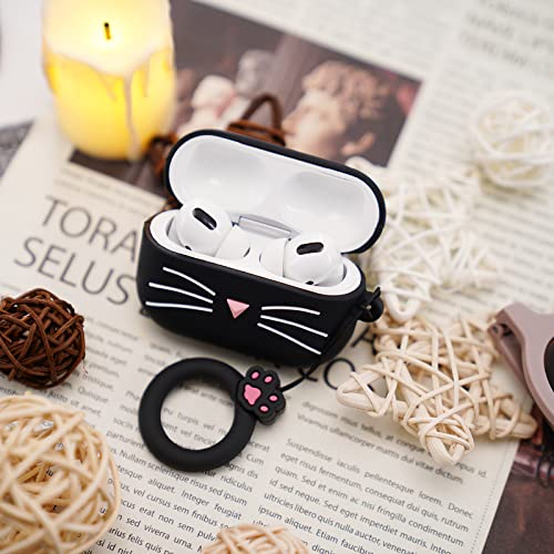 Case for Airpods Pro Cartoon 3D Anime Animal Cute Cat Design AirPod Skin Case Funny Fun Cool Character Soft Silicone AirPods Pro Case for Kids Teens Girls Boys Cover Cases Air pods Pro