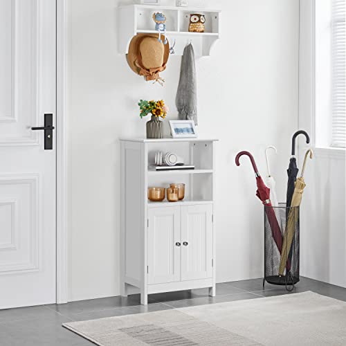 Yaheetech Bathroom Floor Cabinet, Free Standing Cabinet with Double Door and Adjustable Shelves, Side Tall Storage Organizer for Living Room/Kitchen/Hallway/Home Office, White