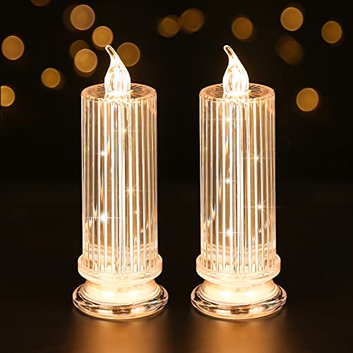 2 PCS LED flameless Candles (D:2.5" x H:7"),Flickering LED Pillar Candles, Battery Included, Outdoor Indoor Battery Operated Candles for Valentine's Day Bedroom Birthday Wedding Decorations (2PCS)