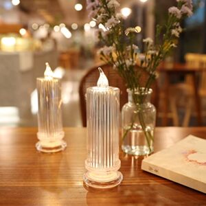 2 PCS LED flameless Candles (D:2.5" x H:7"),Flickering LED Pillar Candles, Battery Included, Outdoor Indoor Battery Operated Candles for Valentine's Day Bedroom Birthday Wedding Decorations (2PCS)