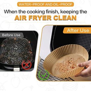 AIR FRYER PAPER TRAY | DISPOSABLE PAPER LINERS | 50 PCS | NON-STICK | GREASE PROOF | ROUND BAKING PAPER | WATER PROOF | SAVE TIME CLEANING | MULTI USE (7.9inx1.9in)