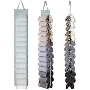 legging organizer storage, t-shirt organizer, hanging closet organizer, hanging clothes organizer with 26 roll compartments for yoga pants, tank top, towel, underwear, shirt (grey)