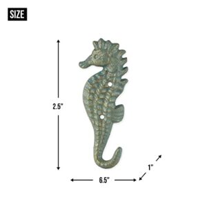 DII Cast Iron Collection Decorative Wall Hook Set, Seahorse, 2 Count