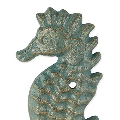 DII Cast Iron Collection Decorative Wall Hook Set, Seahorse, 2 Count