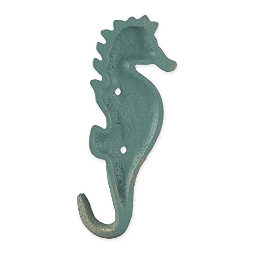 DII Cast Iron Collection Decorative Wall Hook Set, Seahorse, 2 Count