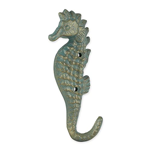 DII Cast Iron Collection Decorative Wall Hook Set, Seahorse, 2 Count