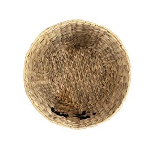 Bloomingville Handwoven Beige & Black Panda Face Rattan Lid Basket, Beige