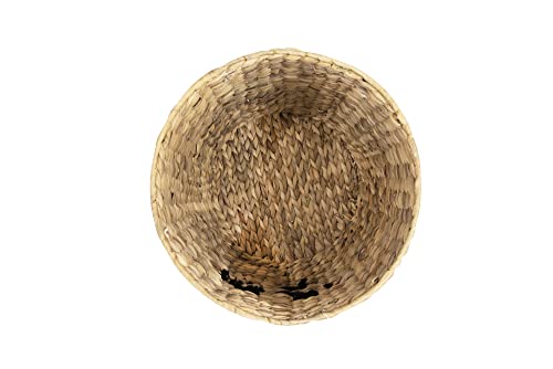 Bloomingville Handwoven Beige & Black Panda Face Rattan Lid Basket, Beige