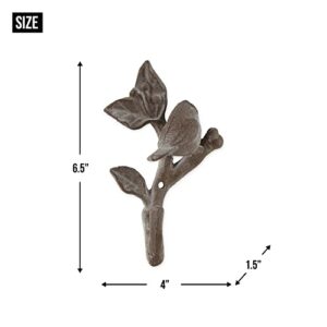 DII Cast Iron Collection Decorative Wall Hook Set, Bird with Leaves, 2 Count