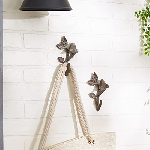 DII Cast Iron Collection Decorative Wall Hook Set, Bird with Leaves, 2 Count