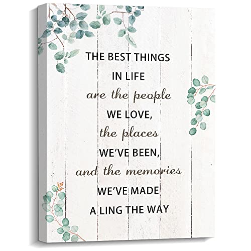 Kas Home Farmhouse Wall Decor, Inspirational Family Canvas Rustic Wall Art Sign Painting Home Decor for Bedroom Living Room Kitchen Framed Ready to Hang (10.6x13.7 inch, White - Things)