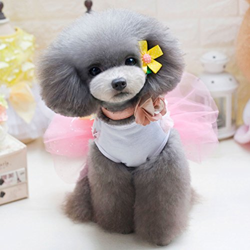 SMALLLEE_LUCKY_STORE Female Dog Clothes Flower Puppy Princess Tutu Dress for Small Medium Dog Cat Girls Birthday Party Fancy Costume Pet Apparel