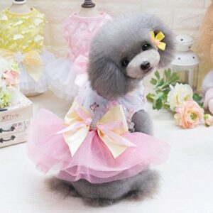 SMALLLEE_LUCKY_STORE Female Dog Clothes Flower Puppy Princess Tutu Dress for Small Medium Dog Cat Girls Birthday Party Fancy Costume Pet Apparel