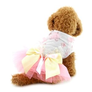 SMALLLEE_LUCKY_STORE Female Dog Clothes Flower Puppy Princess Tutu Dress for Small Medium Dog Cat Girls Birthday Party Fancy Costume Pet Apparel