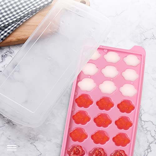 Homelove Ice Cube Trays, 2 Pack Silicone Cat Paw Ice Tray with Removable Lid Easy-Release Flexible Ice Cube Molds for Freezer, Mini Cute Ice Balls for Water Bottle Whiskey Juice Coffee (2 Colors)