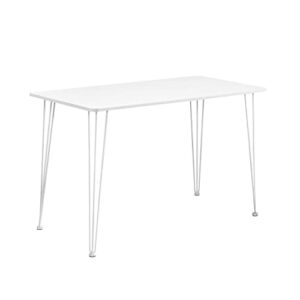 kitchen dinner table, rvee modern rectangle dining table white minimalist kitchen table for 4 person