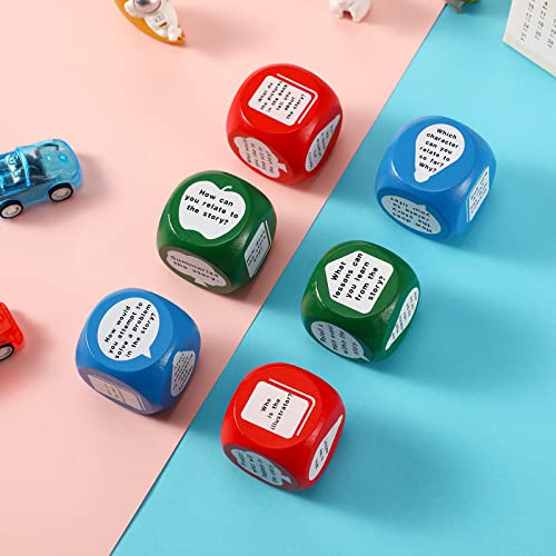 Reading Comprehension Cubes 3 Colored Language Reading Manipulatives Learning Cube Question Dice Tools for Elementary School Classroom Kids Teacher Teaching Supplies (24)