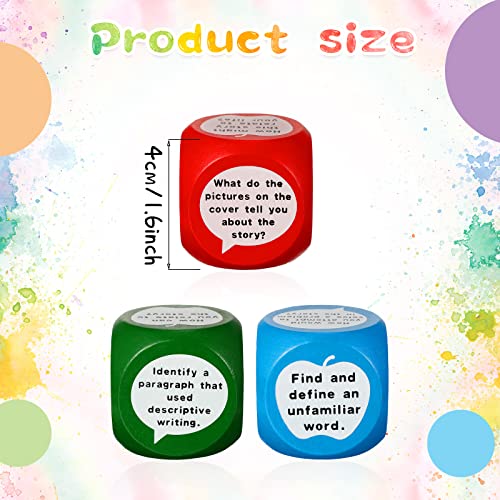 Reading Comprehension Cubes 3 Colored Language Reading Manipulatives Learning Cube Question Dice Tools for Elementary School Classroom Kids Teacher Teaching Supplies (24)