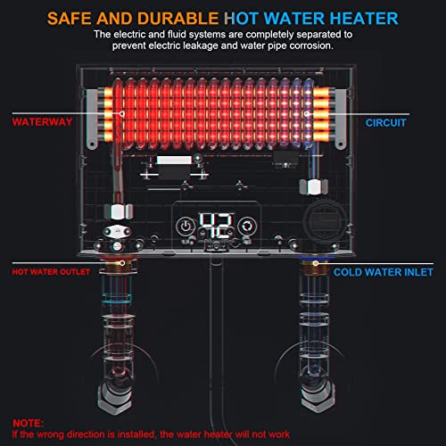 Instantaneous Water Heater 3000W 110V, Mini Electric Tankless, Variable Frequency Constant Temperature and Rapid Heating, with Remote Control, for Small Places, Such as Kitchen and Bathroom (Gold)