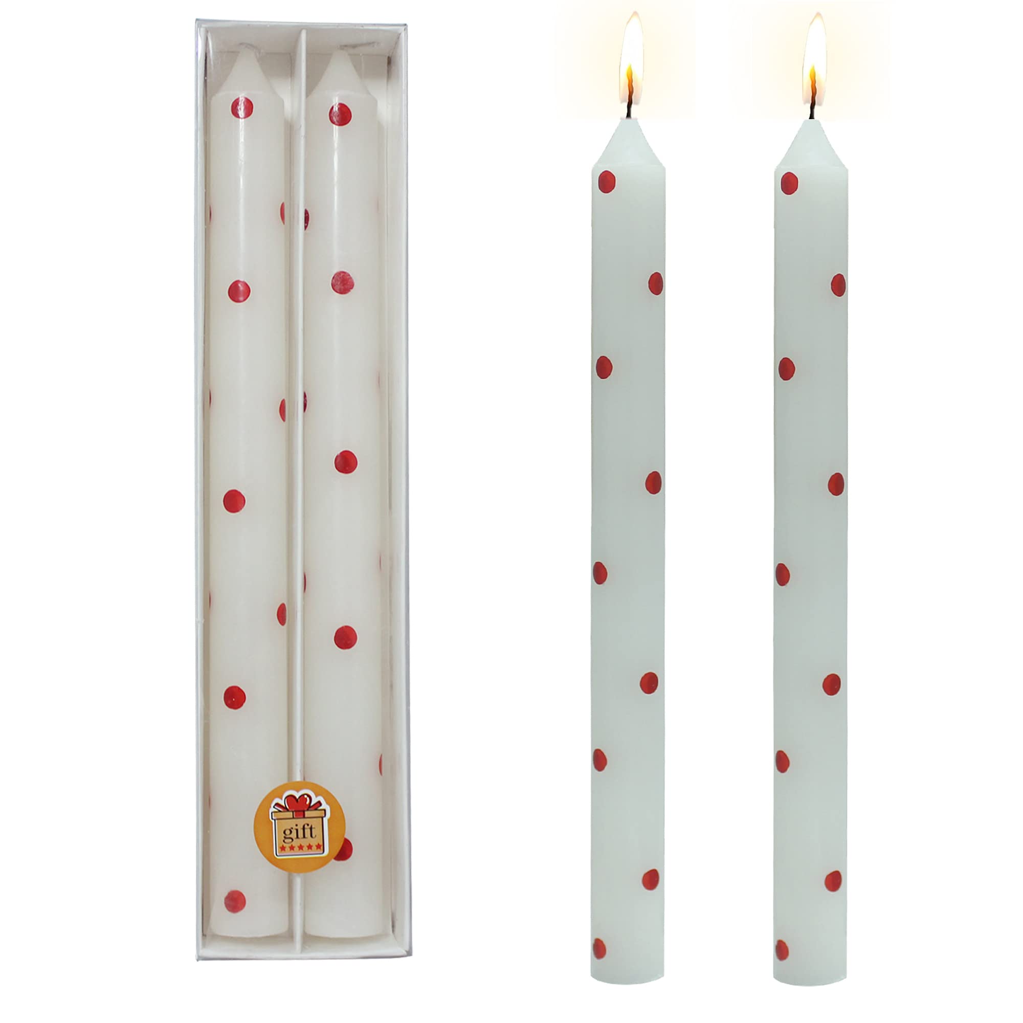 Taper Candle Handcrafted Candle Sticks - Gedengni 10'' Dot Tapered Candles White Candlestciks Unscented Wax Candles for Wedding Home Holiday Decor