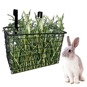 kathson rabbit slow hay feeder, metal hay rack 0.8" mesh holes bunny hay feeder rack slow down eating minimize waste and mess pet metal hookable manger for rabbit bunny guinea pig chinchilla