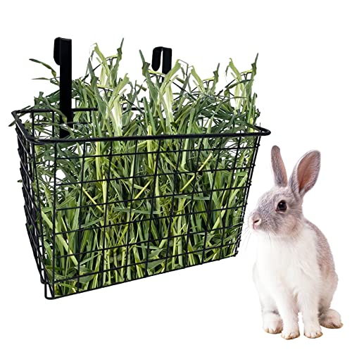 kathson Rabbit Slow Hay Feeder, Metal Hay Rack 0.8" Mesh Holes Bunny Hay Feeder Rack Slow Down Eating Minimize Waste and Mess Pet Metal Hookable Manger for Rabbit Bunny Guinea Pig Chinchilla