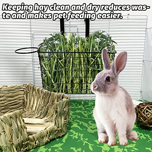 kathson Rabbit Slow Hay Feeder, Metal Hay Rack 0.8" Mesh Holes Bunny Hay Feeder Rack Slow Down Eating Minimize Waste and Mess Pet Metal Hookable Manger for Rabbit Bunny Guinea Pig Chinchilla