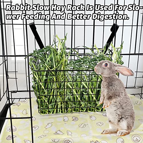 kathson Rabbit Slow Hay Feeder, Metal Hay Rack 0.8" Mesh Holes Bunny Hay Feeder Rack Slow Down Eating Minimize Waste and Mess Pet Metal Hookable Manger for Rabbit Bunny Guinea Pig Chinchilla