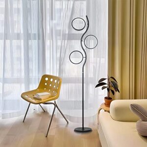 led tree floor lamps circle lamp 3000lm super bright halo lamp adjustable rotating lights 3 light floor lamp corner standing lamps for living room bedroom-etl listed contemporary uplight spider black