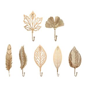 magiclulu 7pcs leaf shape metal hooks decorative wall hooks iron key holder coat hanger purse hooks closet clothes coat hat towel robes hook for kitchen bathroom bedroom office