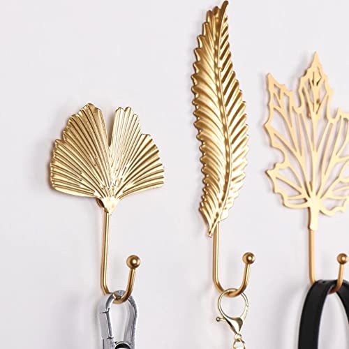 MAGICLULU 7pcs Leaf Shape Metal Hooks Decorative Wall Hooks Iron Key Holder Coat Hanger Purse Hooks Closet Clothes Coat Hat Towel Robes Hook for Kitchen Bathroom Bedroom Office