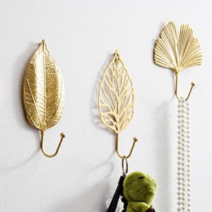 MAGICLULU 7pcs Leaf Shape Metal Hooks Decorative Wall Hooks Iron Key Holder Coat Hanger Purse Hooks Closet Clothes Coat Hat Towel Robes Hook for Kitchen Bathroom Bedroom Office