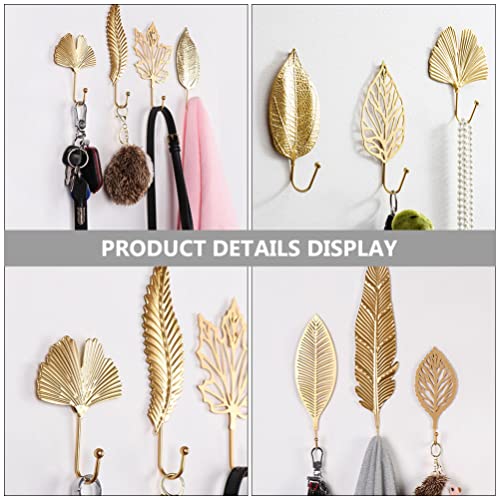 MAGICLULU 7pcs Leaf Shape Metal Hooks Decorative Wall Hooks Iron Key Holder Coat Hanger Purse Hooks Closet Clothes Coat Hat Towel Robes Hook for Kitchen Bathroom Bedroom Office