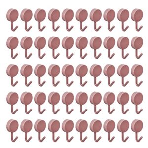 xiaoyztan 50 pcs adhesive wall mount small hooks decoative cute round base plastic hooks for keys earpods handkerchieves caps hats (dark pink)